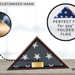 DECOMIL 5x9 Flat Base Flag Display Case - Customized Name Plate (plain ...