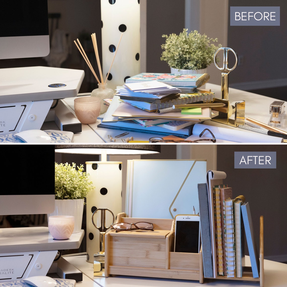 DECOMIL Bamboo Desk Organizer Wood Desktop Shelf Perfect - Etsy