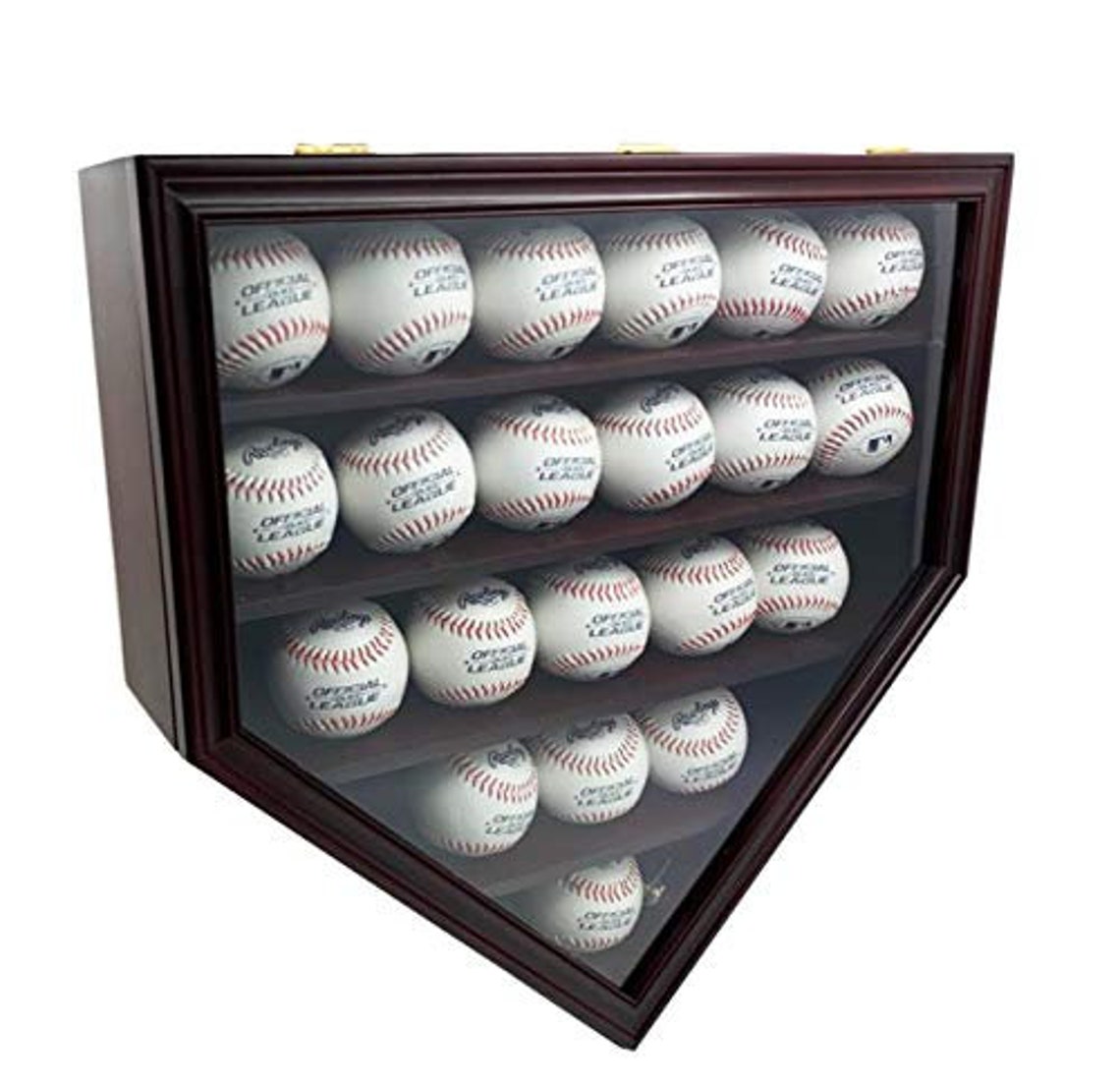 Solid Wood 21 Baseball Display Case Wall Cabinet Holder Shadow Box, W ...