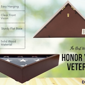 DECOMIL 5x9 Flat Base Flag Display Case - Customized Name Plate (plain ...