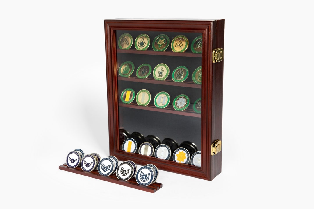Lockable Military Challenge Coin Display Case, Glass Door - Etsy