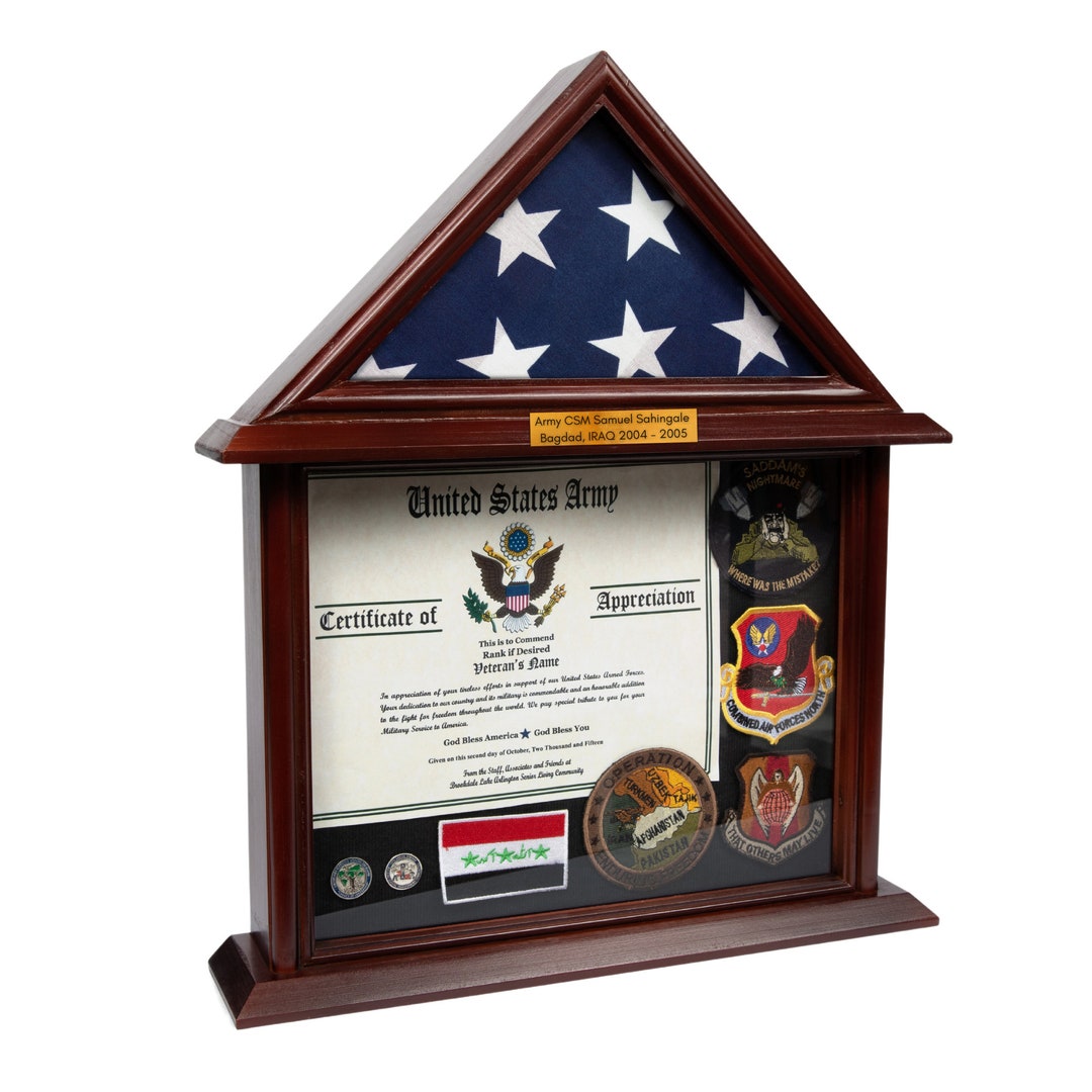 DECOMIL - 3x5 Flag Display Case With Certificate and Document Holder ...