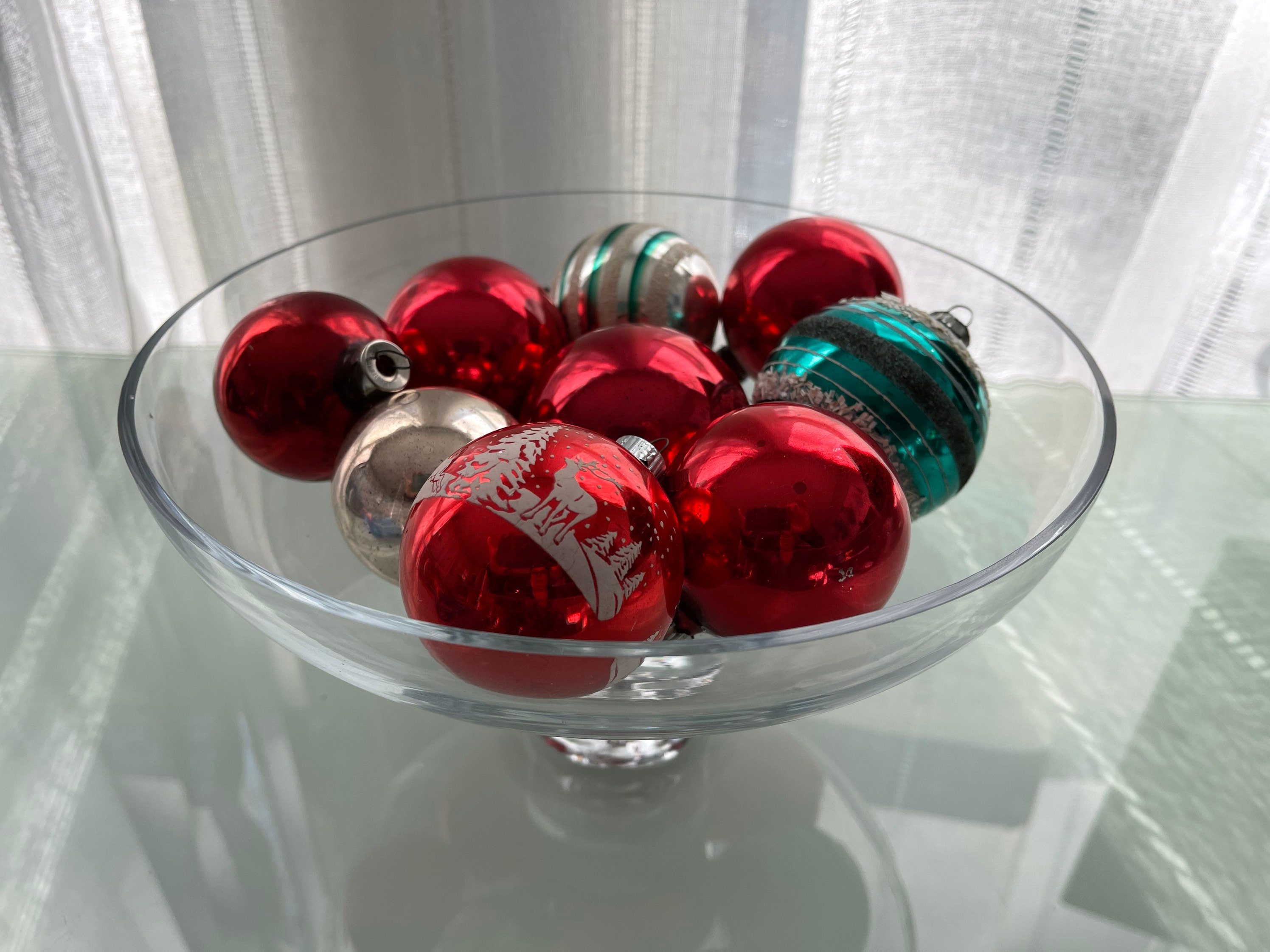 Lot of MCM Shiny Brite and Made in USA Red/green/silver Christmas ...