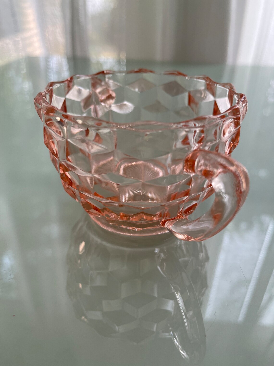 Vintage Pink Fostoria Glass Cubist Style Cream and Sugar Bowl - Etsy