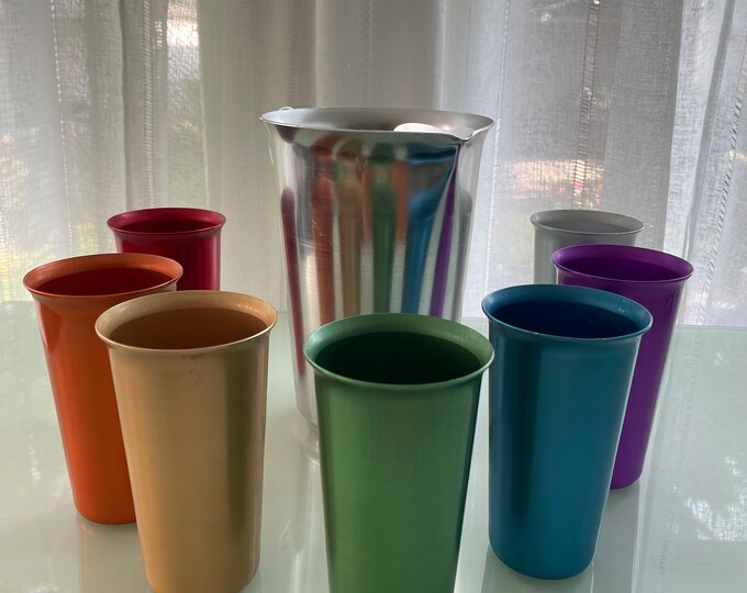 Mid Century Modern Aluminum Drinking Cups and Color Craft Pitcher - Etsy