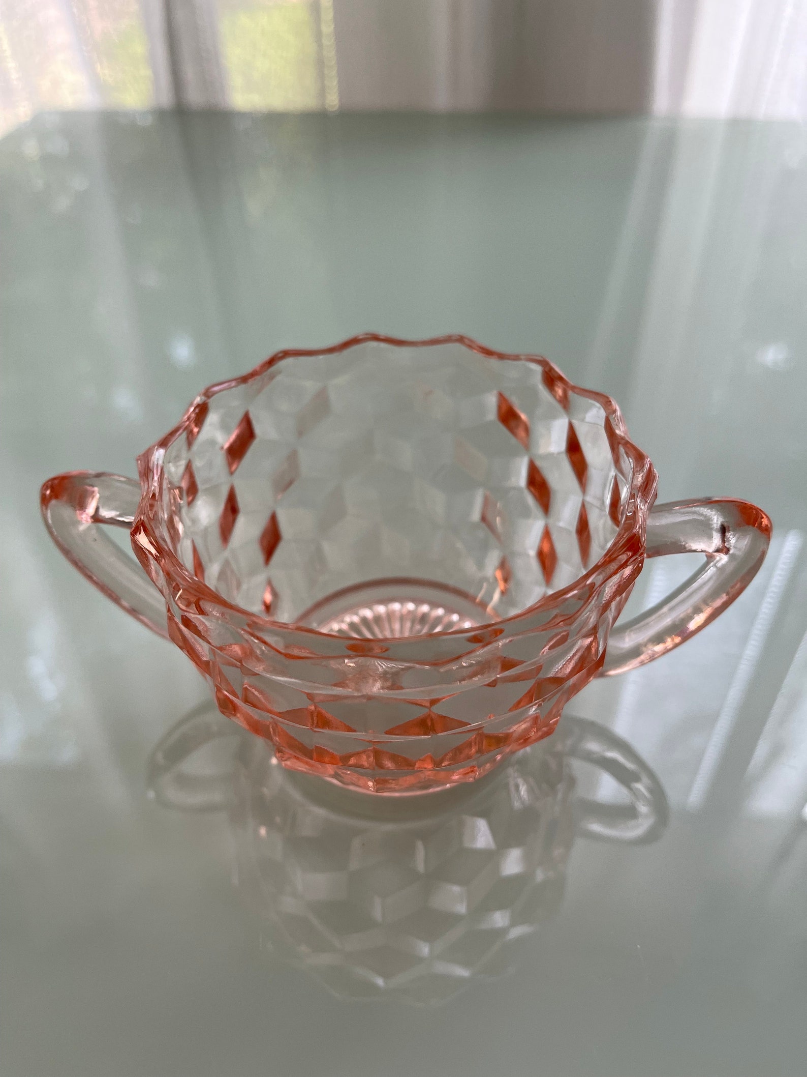 Vintage Pink Fostoria Glass Cubist Style Cream and Sugar Bowl - Etsy