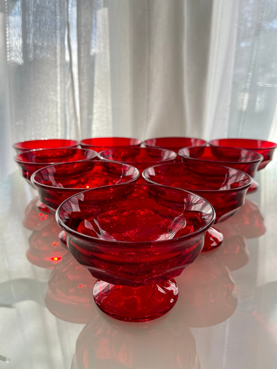 Vintage Viking "georgian" Ruby Compote Glasses - Etsy