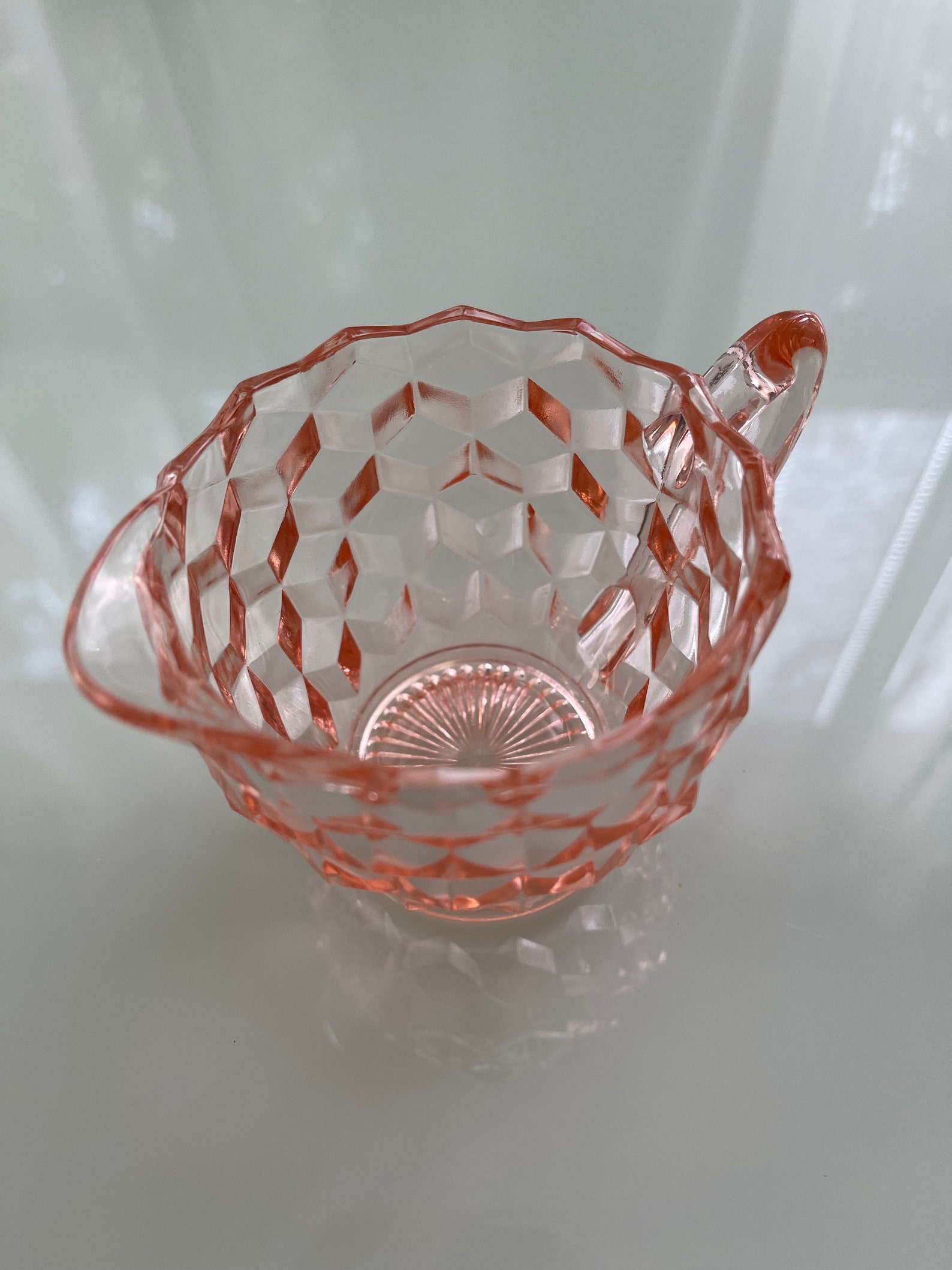 Vintage Pink Fostoria Glass Cubist Style Cream and Sugar Bowl - Etsy