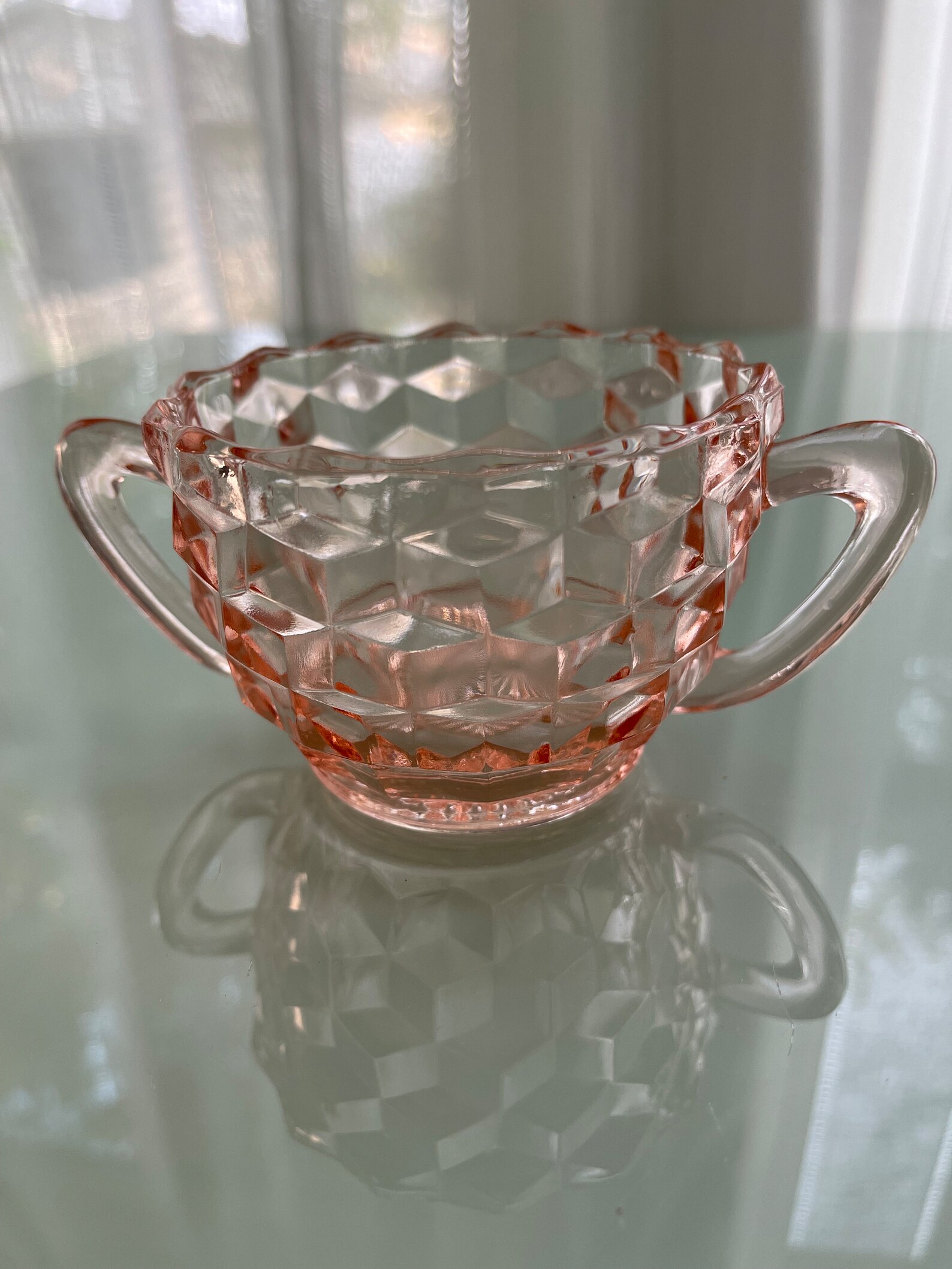Vintage Pink Fostoria Glass Cubist Style Cream and Sugar Bowl - Etsy