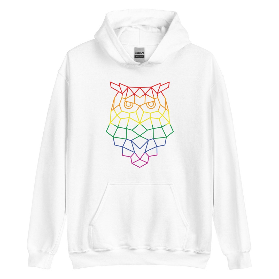 Lgbtq Pride Rainbow Geometric Owl Hoodie Rainbow Pride Graphic Hoodie