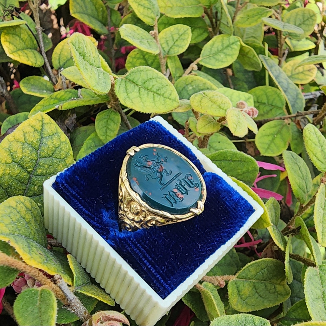 Antique Intaglio Bloodstone Signet Ring - Etsy