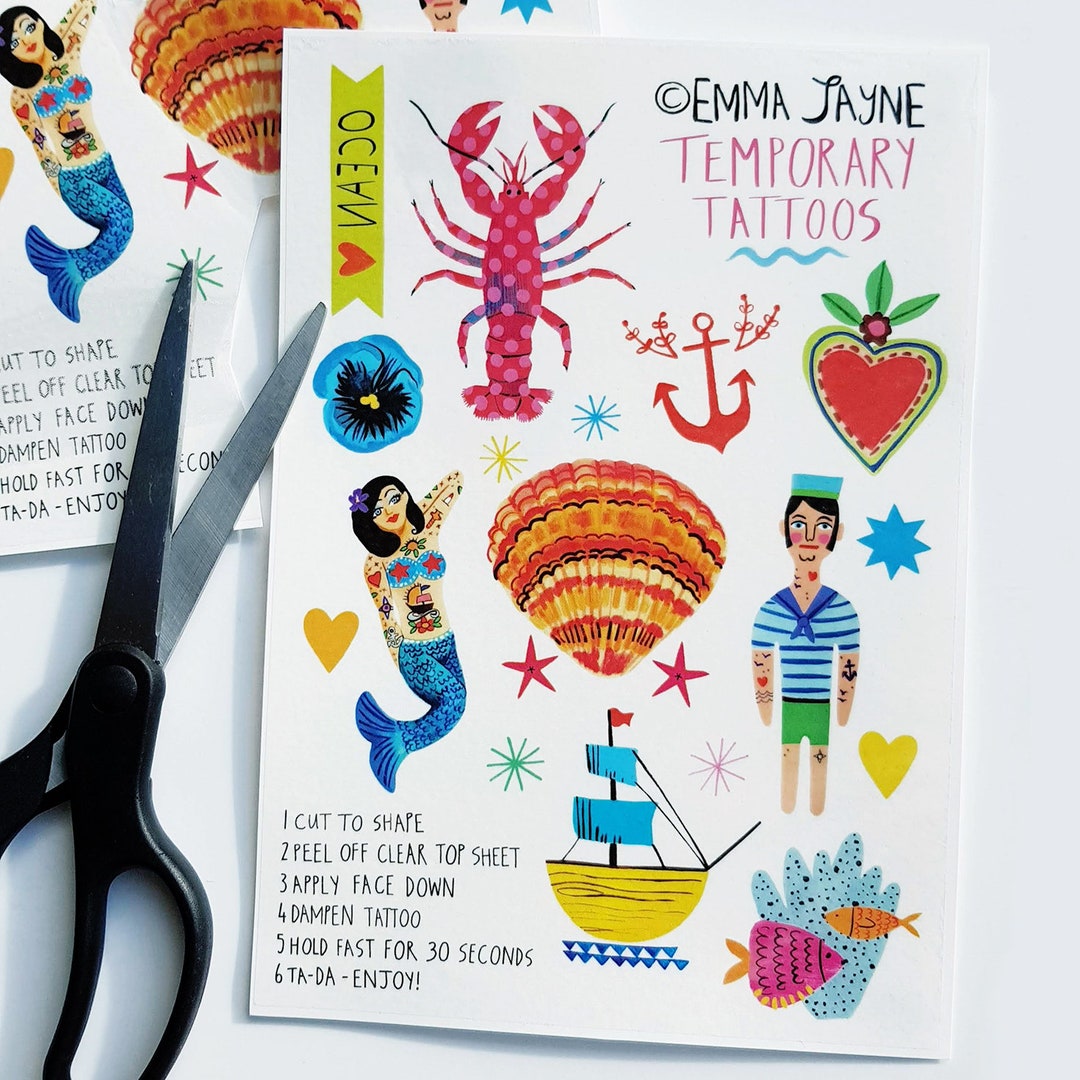 Ocean Temporary Tattoos - Etsy