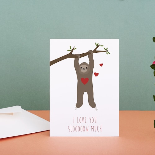 Sloth Love Card. Valentine's Day. Sloth Card. Pun Card. - Etsy Israel