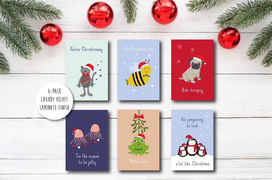 Christmas Card Pack Funny Christmas Card Set X6 Funny Pun - Etsy