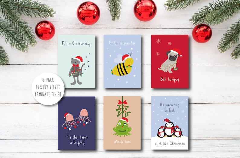Christmas Card Pack Funny Christmas Card Set X6 Funny Pun - Etsy
