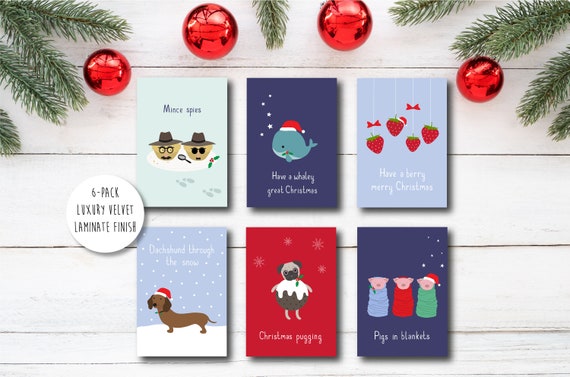Christmas Card Pack Funny Christmas Card Set X6 Funny Pun | Etsy