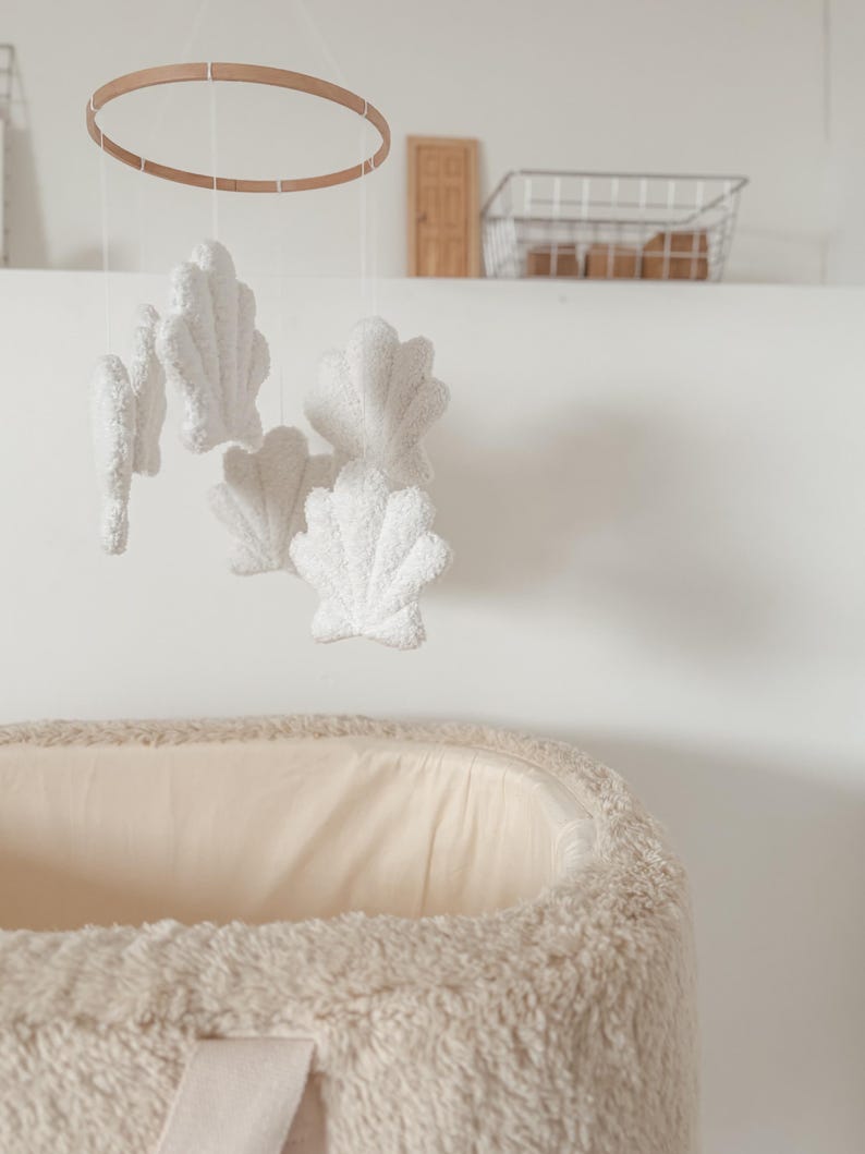 Seashell Mobile Micro Boucle Shell Mobile Neutral Nursery Decor Baby ...