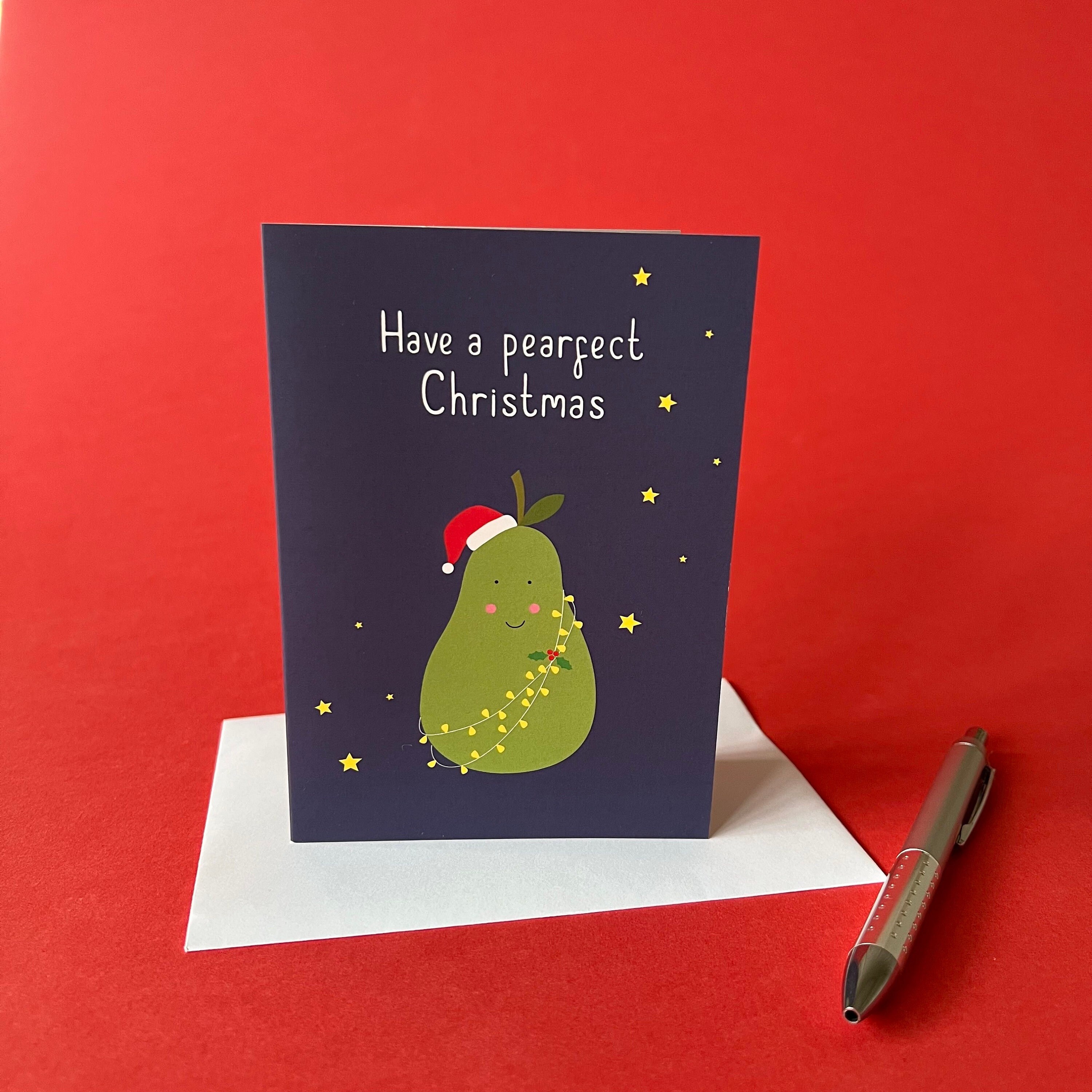 Funny Pear Christmas Card - Pear Pun Card - Have a Pearfect Christmas ...