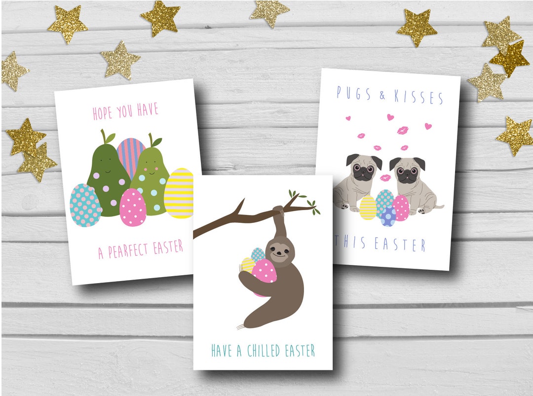 Easter Cards Pack Set of 6 Easter Cards Happy Easter Hoppy Easter Cards ...