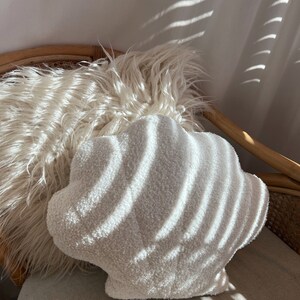 Micro Boucle Luxury Shell Cushion Boucle Shell Cushion Neutral Nursery ...