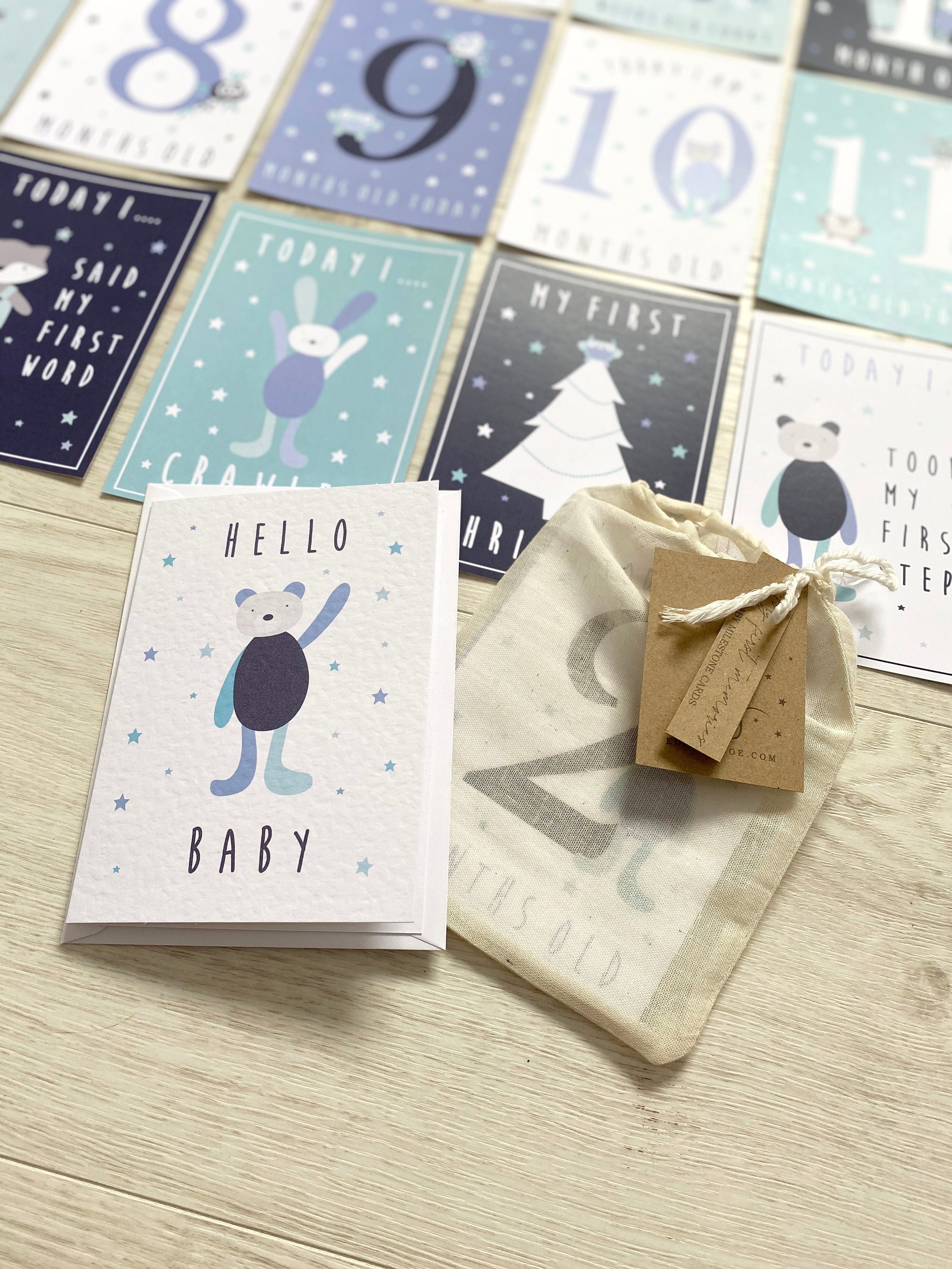 Baby Milestone Cards Set Blue Navy Mint Turquoise White Baby | Etsy