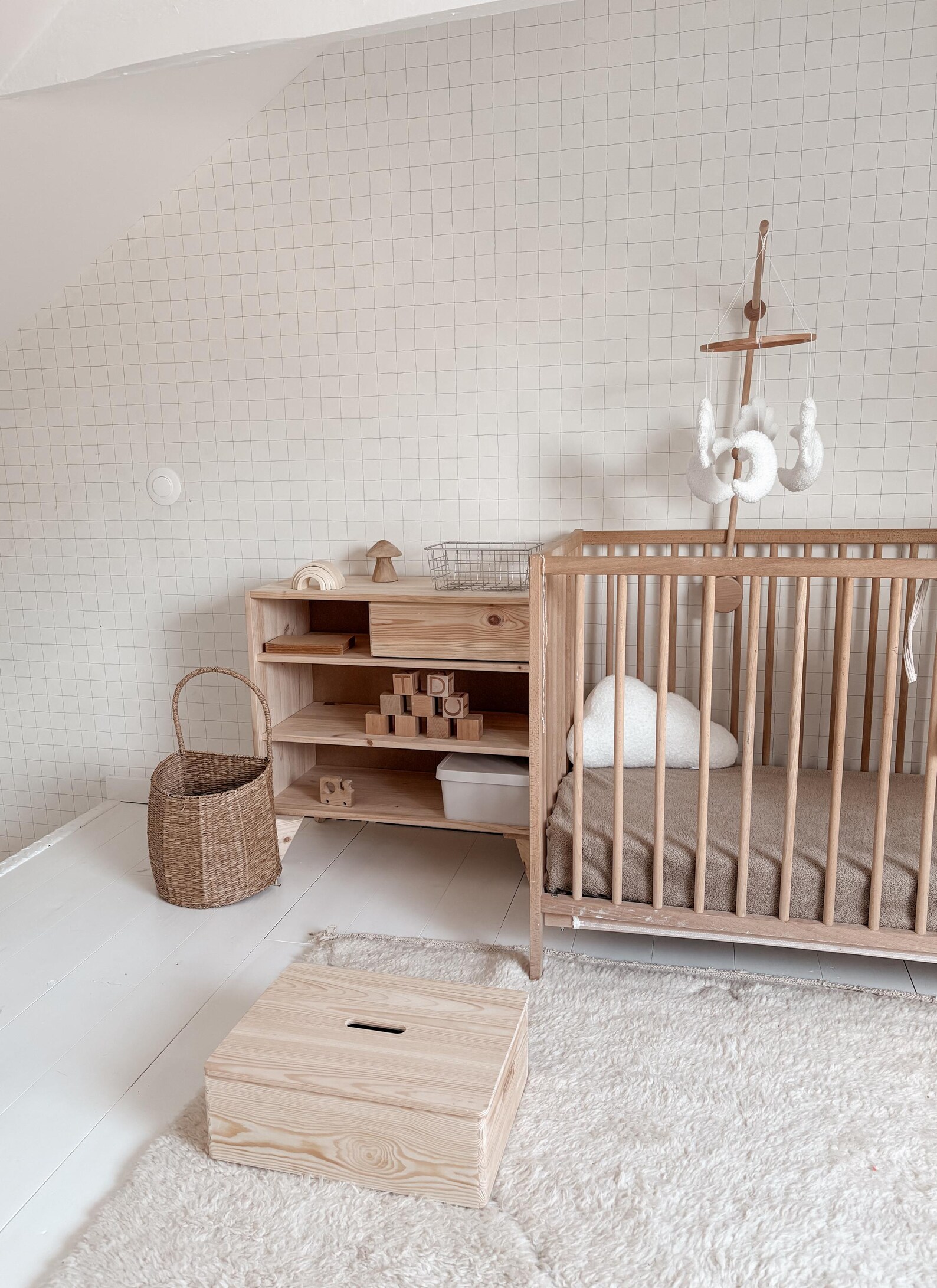 Boucle Mobile Handmade Baby Mobile Shell and Moon Mobile Baby Nursery ...