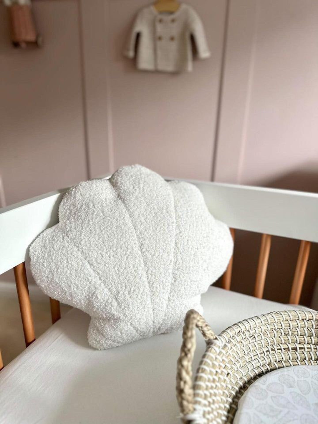 Micro Boucle Luxury Shell Cushion Boucle Shell Cushion Neutral Nursery ...