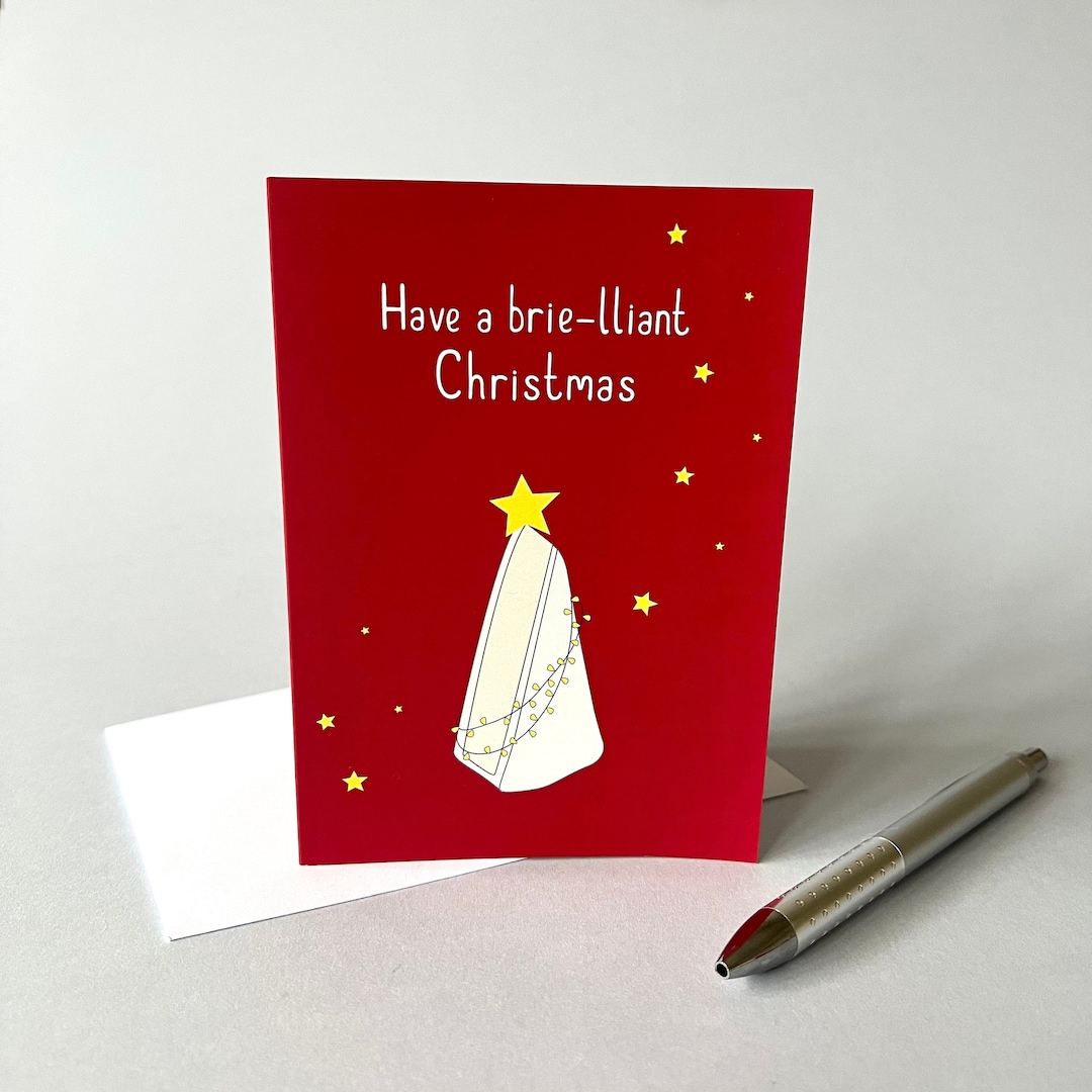 Funny Cheese Christmas Card - Brie Pun Card - Cheese Pun Holiday Card ...