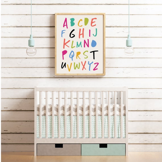Nursery Alphabet Print Nursery Print Alphabet Colourful - Etsy