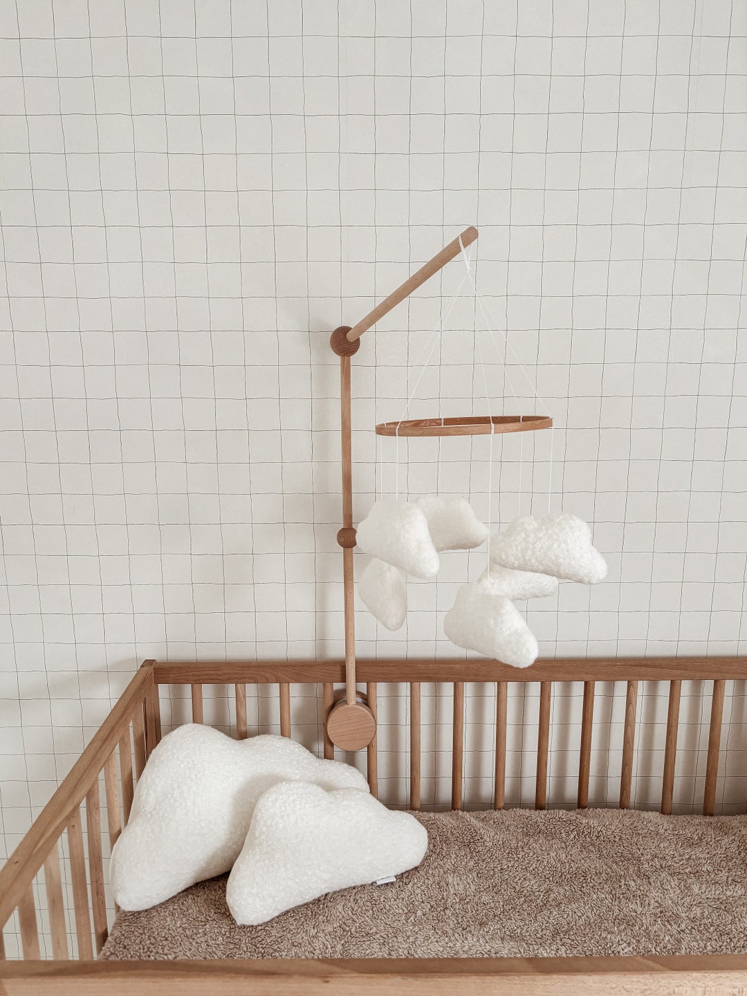 New Baby Gift Set- Boucle Cloud Mobile & Cloud Cushion, Baby Shower ...