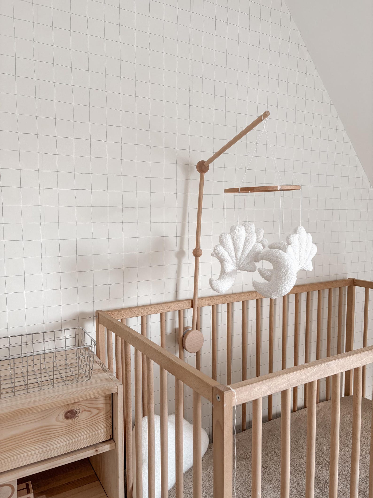 Boucle Mobile Handmade Baby Mobile Shell and Moon Mobile Baby Nursery ...