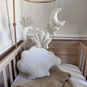 Micro Boucle Luxury Shell Cushion Boucle Shell Cushion Neutral Nursery ...