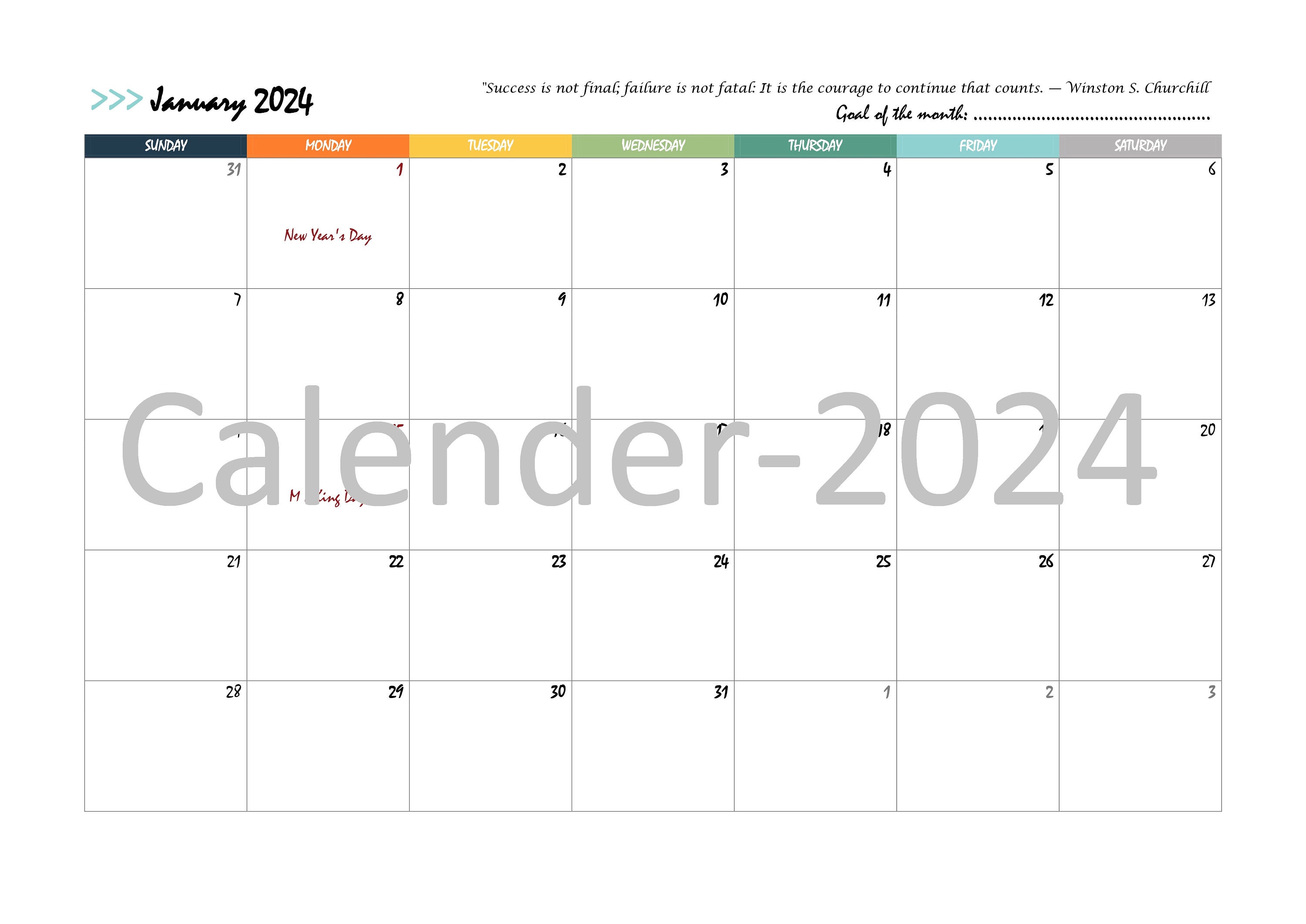 Editable 2024 Digital Calendar, 2024 Calendar Template, Customize With ...