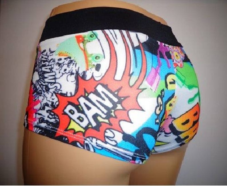 Comic Book Booty Shorts With A Sexy Cheeky Cut Bam Pow Etsy