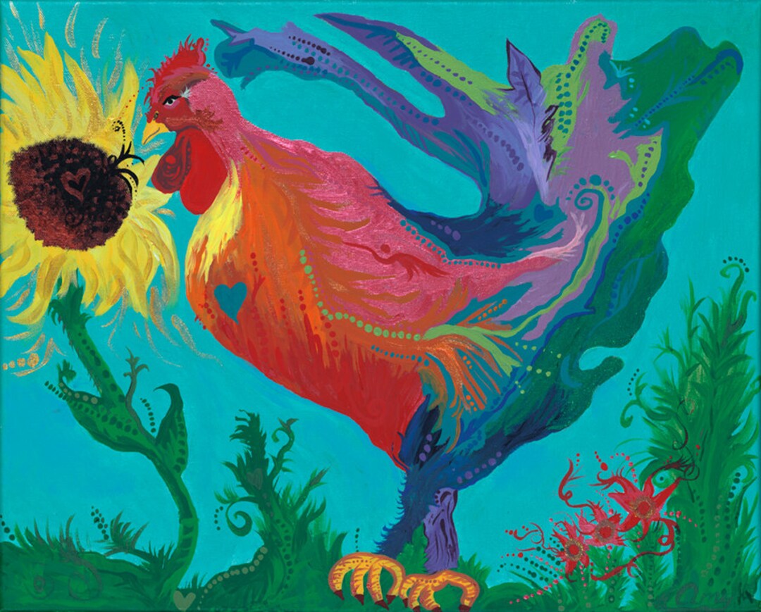 The Rockin' Rooster and Mr. Sunflower Original Artwork by Amy Watt - Etsy