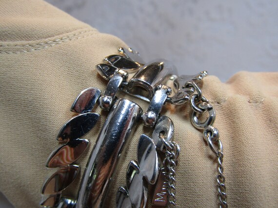 Vintage MONET Double Hinged Clasp Silver Toned Metal … - Gem