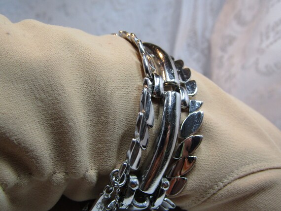 Vintage MONET Double Hinged Clasp Silver Toned Metal … - Gem