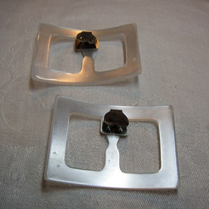 Vintage Mod Square Buckle Shaped Frosted White Acrylic Shoe Clips - Etsy