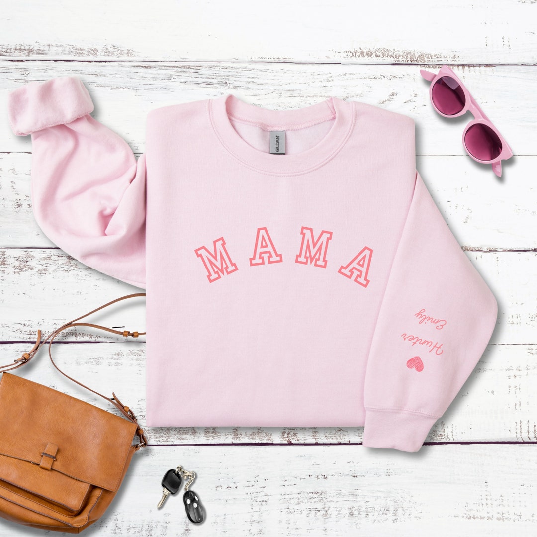 Personalized Mama Sweatshirt With Sleeve Print, Personalized Mom, Mama ...