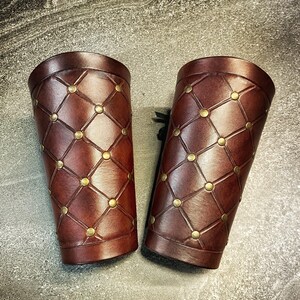 Premium Leather Medieval/viking Style Bracers With Riveted Design ...
