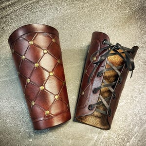 Premium Leather Medieval/viking Style Bracers With Riveted Design ...