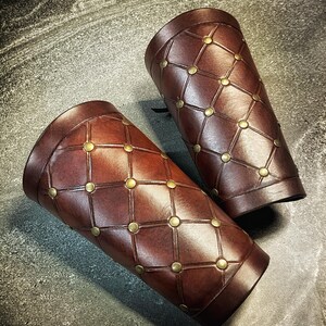 Premium Leather Medieval/viking Style Bracers With Riveted Design ...