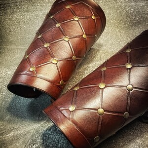 Premium Leather Medieval/viking Style Bracers With Riveted Design ...
