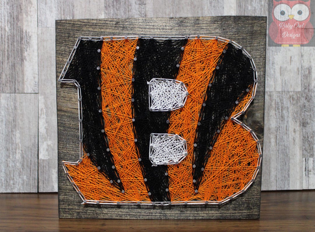 Cincinnati String Art Sign, Bengals, 10"x10" Ebony Stained Wood - Etsy