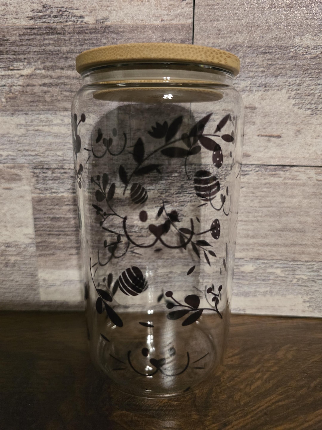 Rabbit Glass Cup With Bamboo Lid, Easter Bunny Face, 16 Oz - Etsy