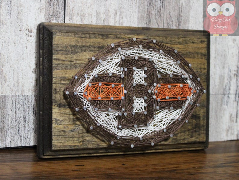 Cleveland Football String Art Sign, Browns, 5"x7" Jacobean Stained ...