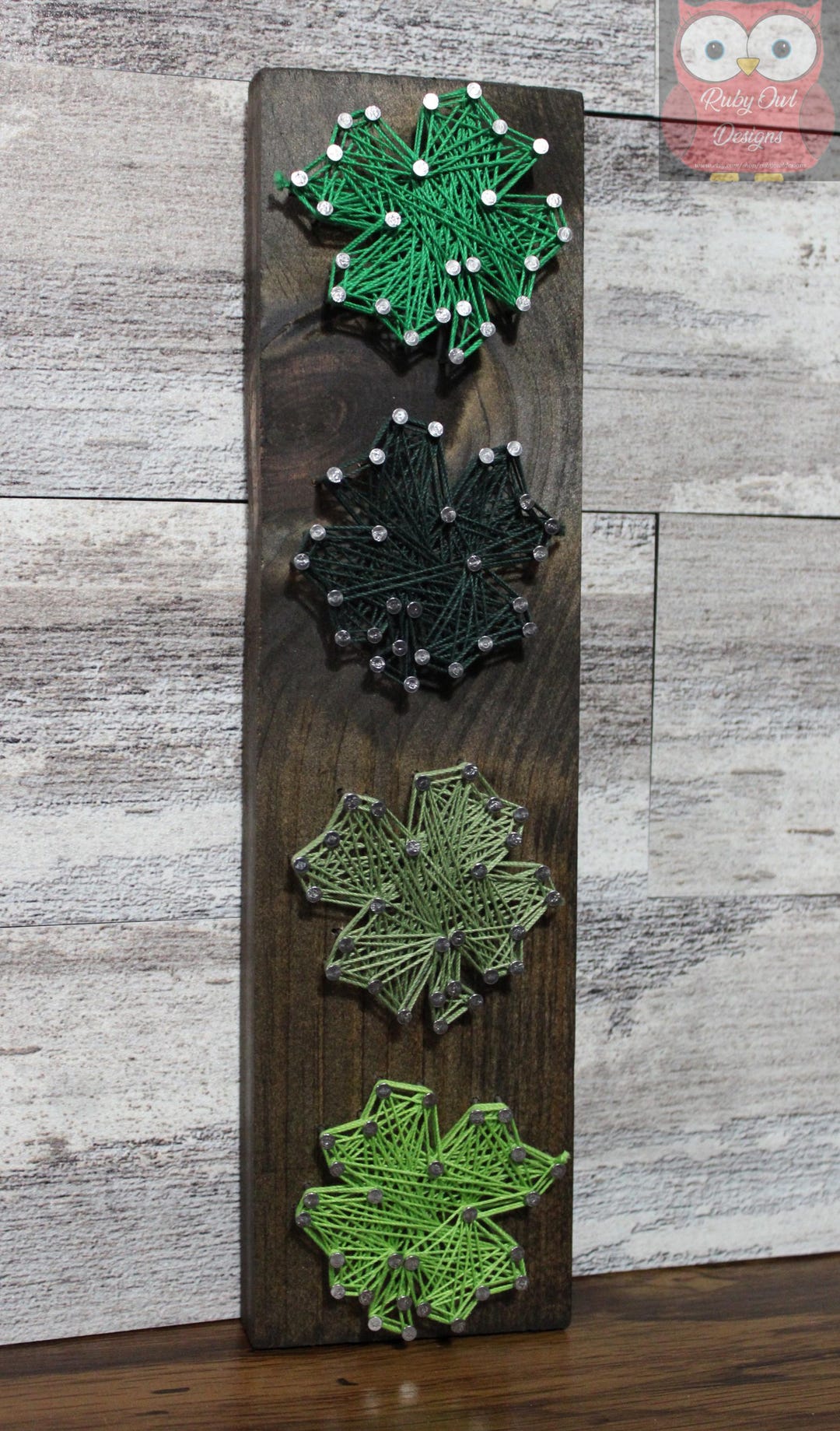 Four Leaf Clover String Art, Jacobean Wood Sign (3"x12") - Etsy