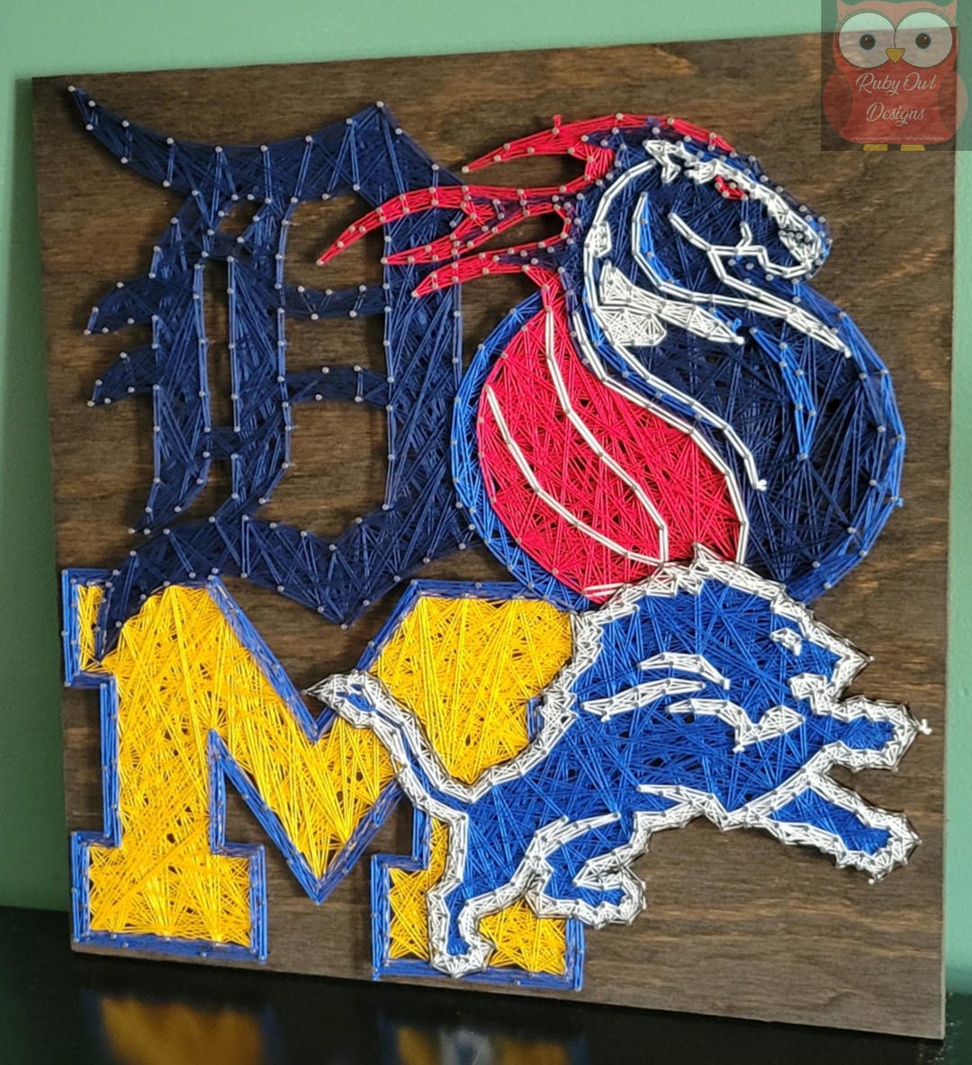 11"x11" Michigan Teams String Art Sign, Made to Order, Michigan ...