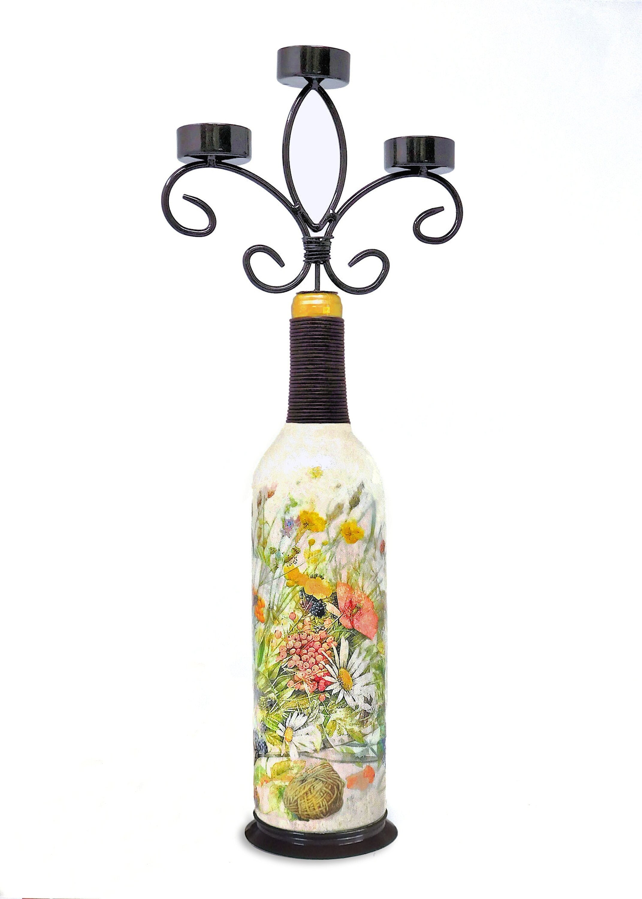 Tealight Candle Holder, Spring Flowers, Wine Bottle - Etsy