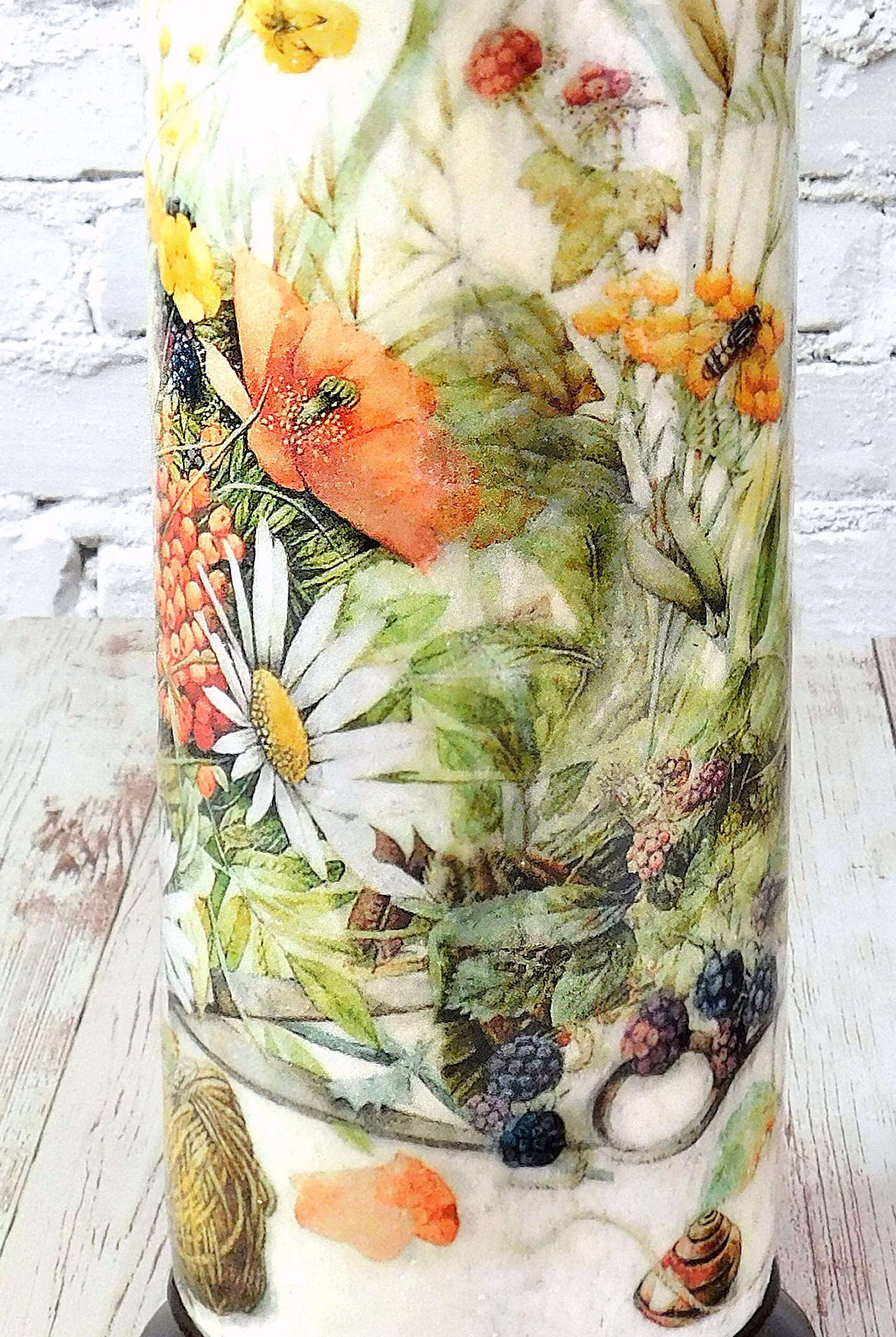 Tealight Candle Holder, Spring Flowers, Wine Bottle - Etsy